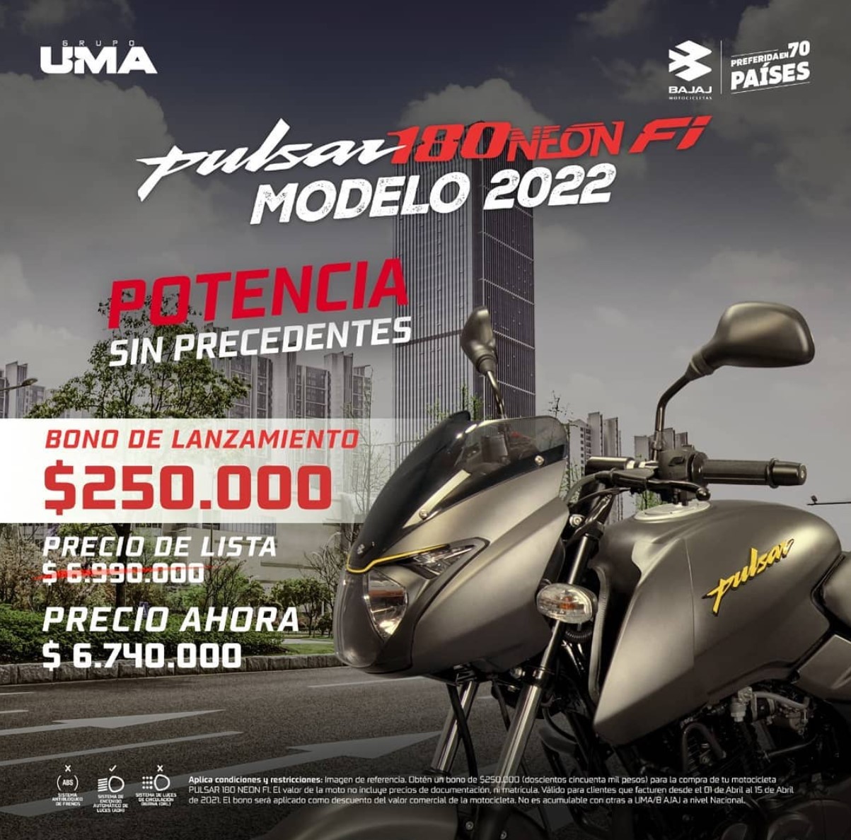 Precios de las Pulsar modelo 2022 en Colombia | FP