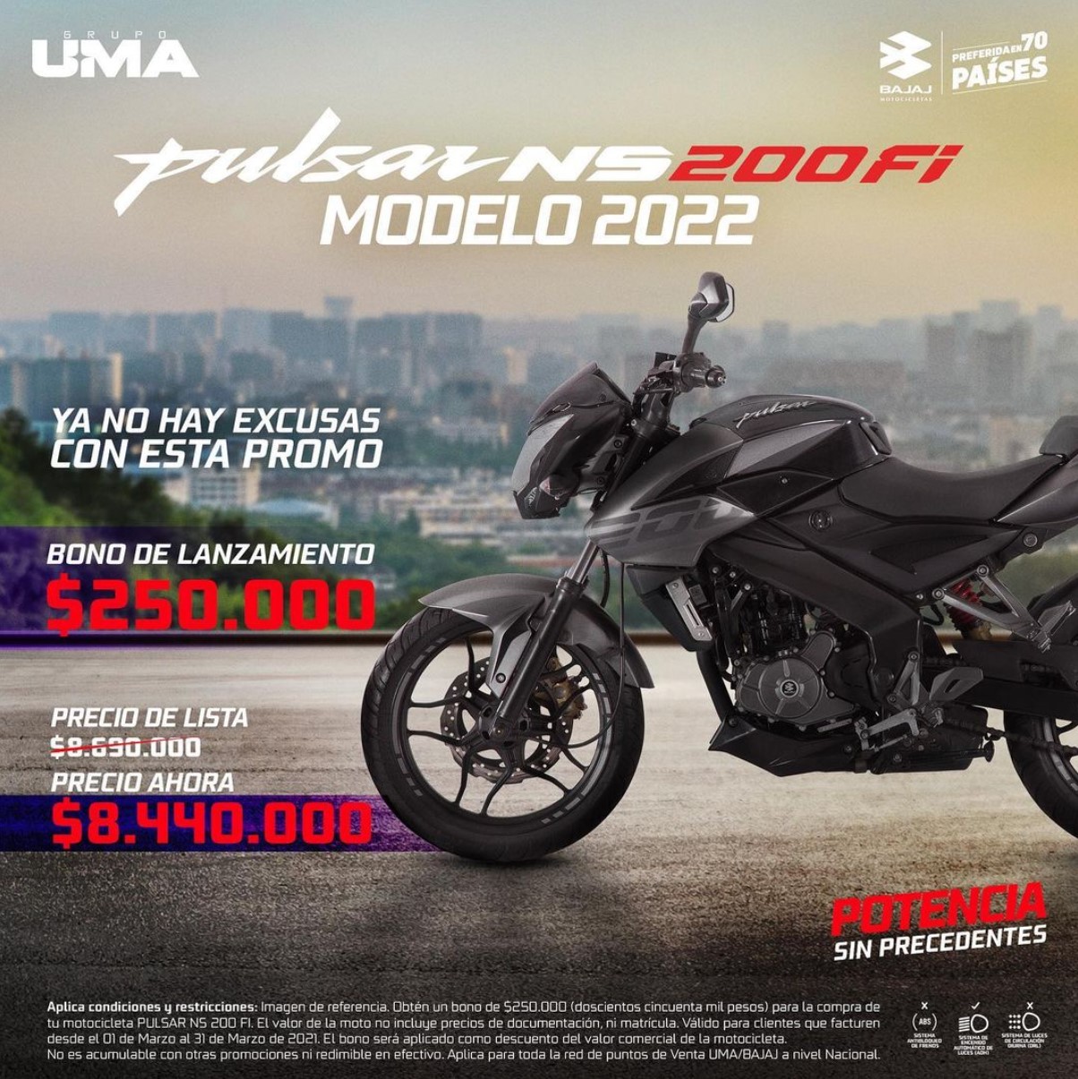 Precios de las Pulsar modelo 2022 en Colombia