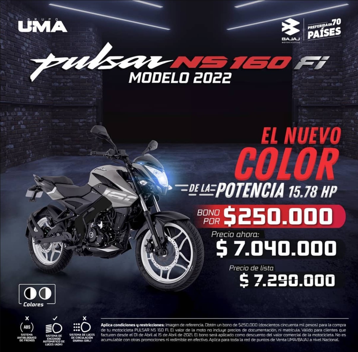 Precios de las Pulsar modelo 2022 en Colombia